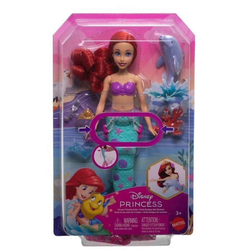 Кукла Mattel Disney Princess Русалочка Ариэль с друзьями из океана JFC39, 30 см