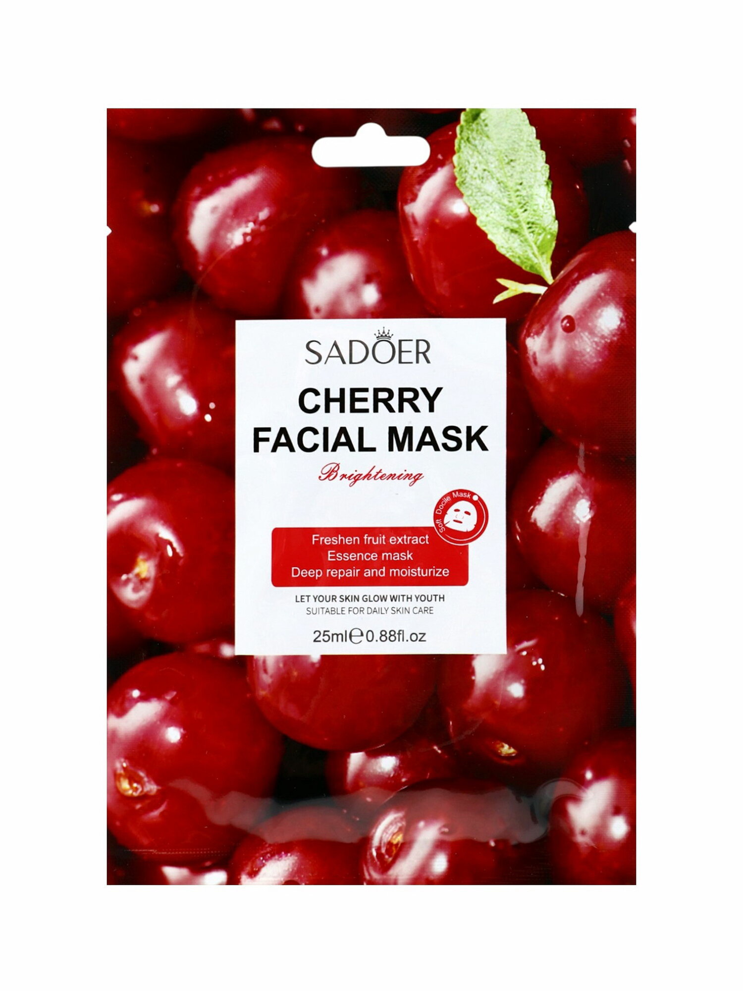 Маска тканевая увлажняющая для лица с экстрактом вишни, тип кожи: для всех типов, 6 шт.