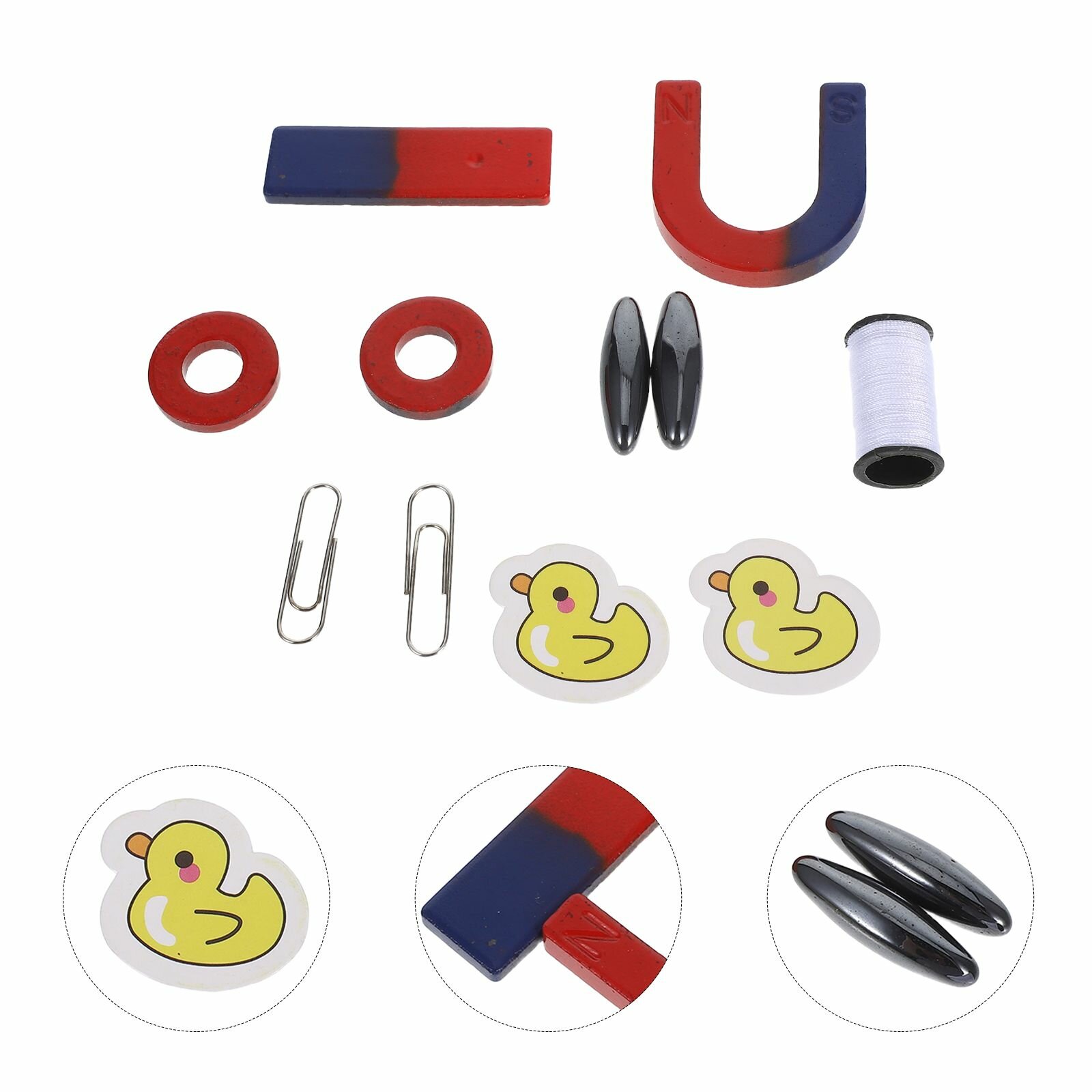 Набор магнитов, экспериментальные магниты, электрические обучающие игрушки для детей, размеры 5.00X1.60X0.30CM