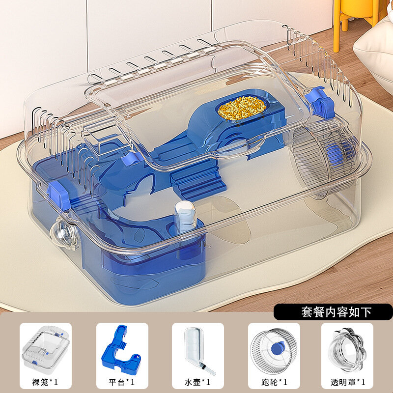 Роскошная очень большая клетка для виллы, полностью прозрачная золотая клетка для хомяка с беговым колесом, просторная клетка для домашних животных