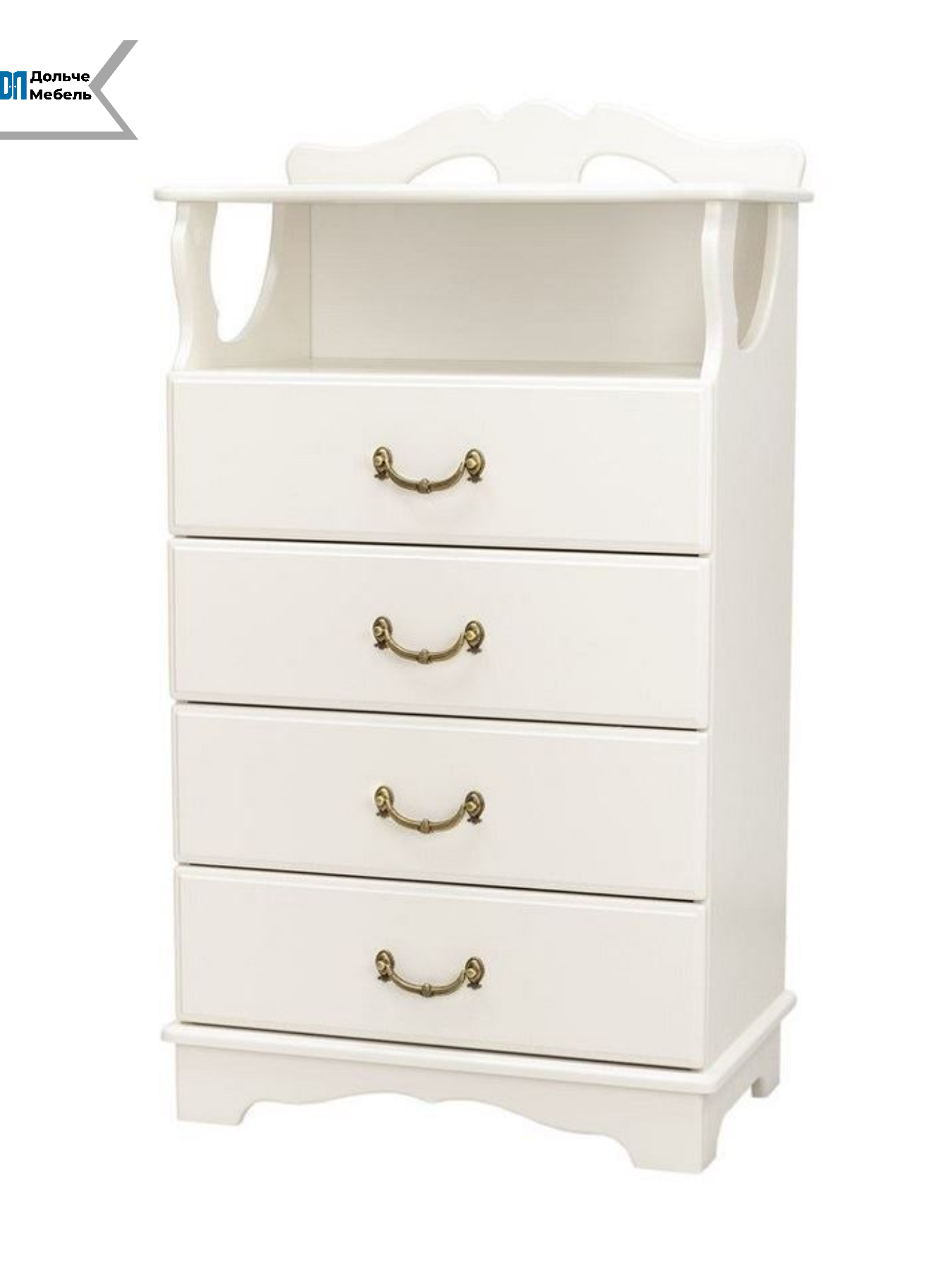 Комод деревянные Элегия, с 4 ящиками, для одежды в спальню и прихожую, молочный дуб (белый)