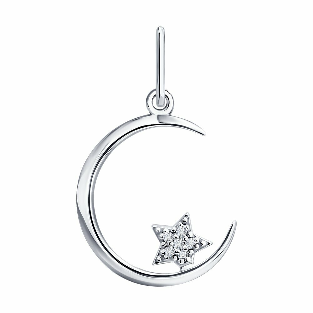 Подвеска, белое золото, 585 проба, бриллиант