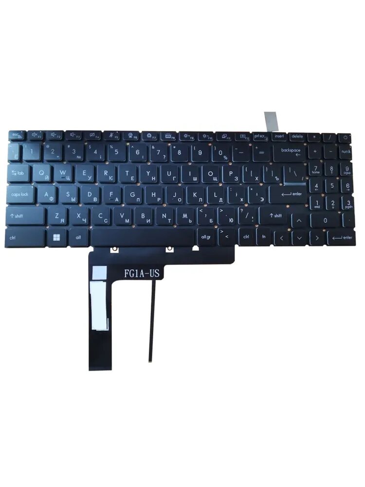 Клавиатура для ноутбука MSI Katana GF76, GF66, GL66, GL76, Modern 15 B12M, B11M чёрная без рамки, с подсветкой