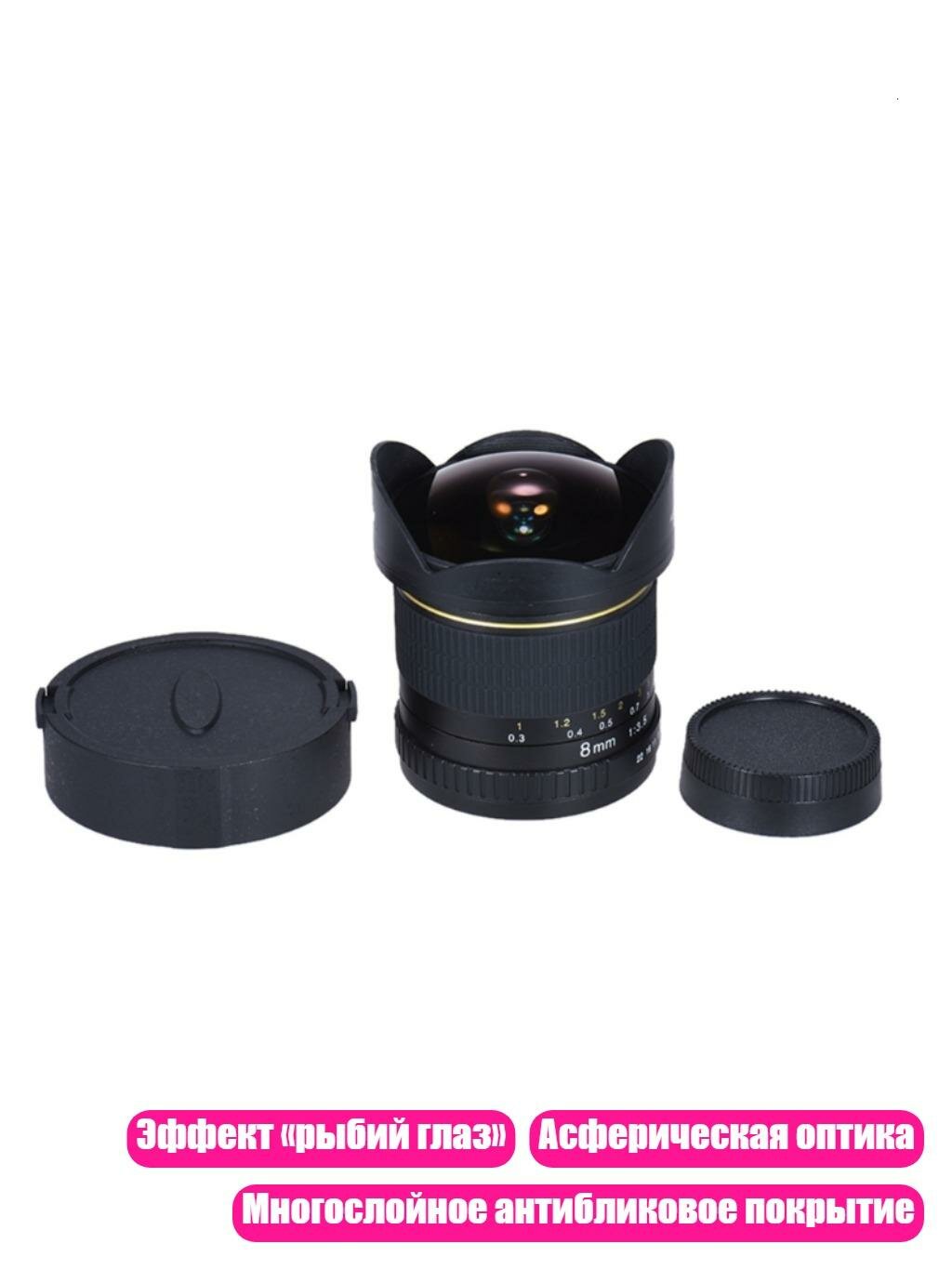Ультраширокоугольный фишай-объектив 8 мм f/3.0