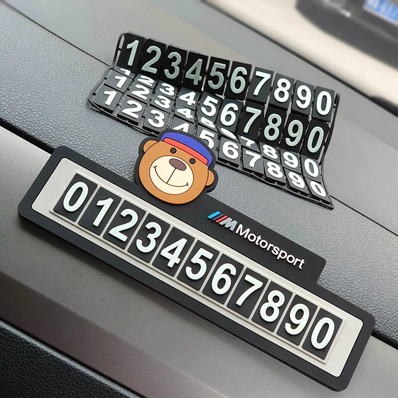 BMW Временная парковочная номерная табличка с медвежьей головой, автомобильное интерьерное украшение для BMW, милый и