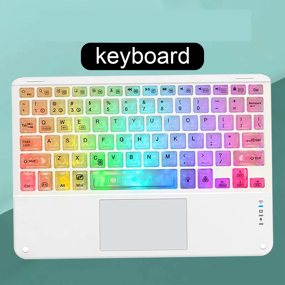 Новая Bluetooth-клавиатура с RGB-подсветкой и тачпадом для Arabic and English, only White Keyboard