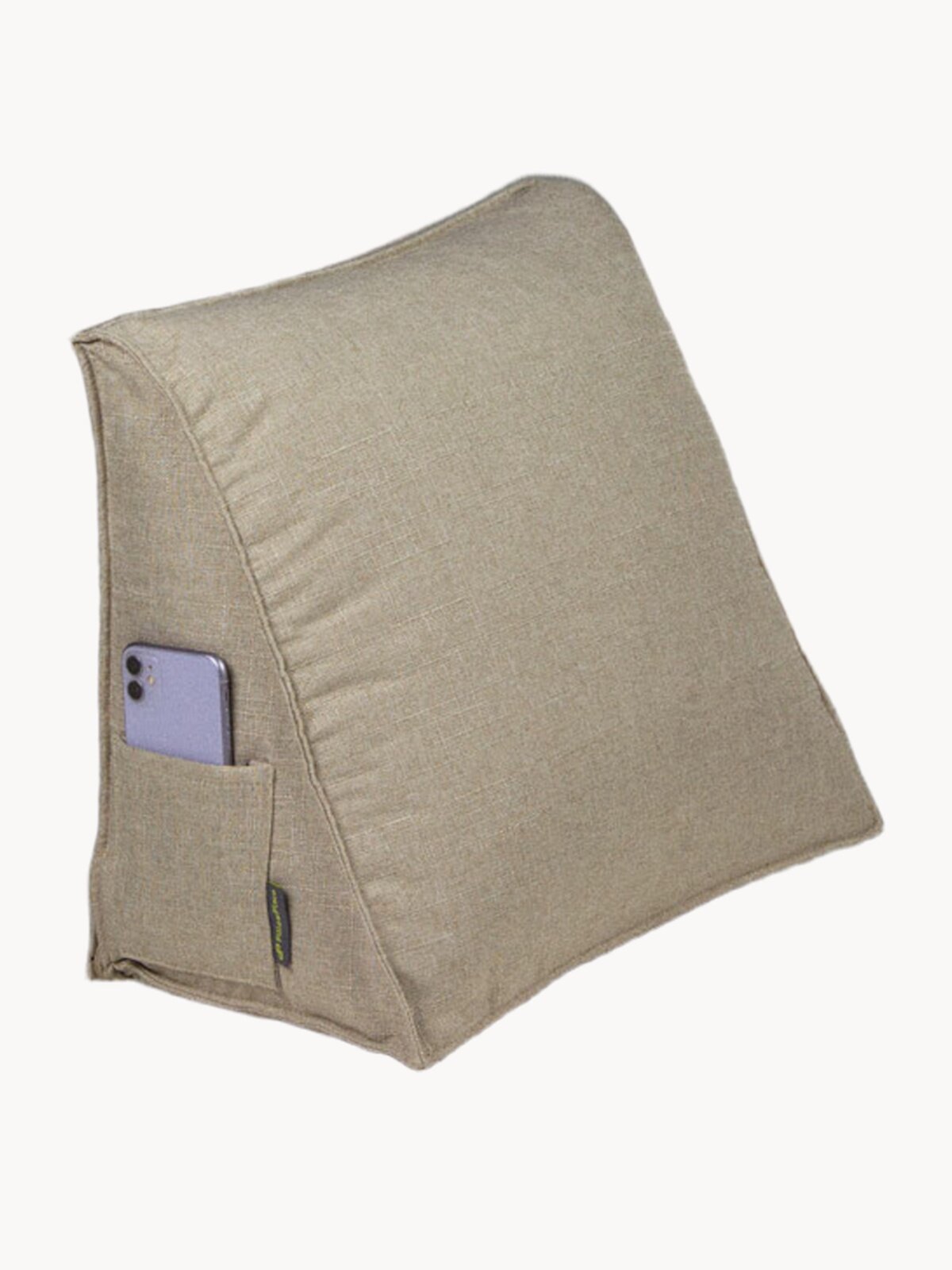 Клиновидная анатомическая треугольная подушка под спину для чтения на спинку кровати дивана PillowPlace Рогожка клин Бежевый 50х20х40 см