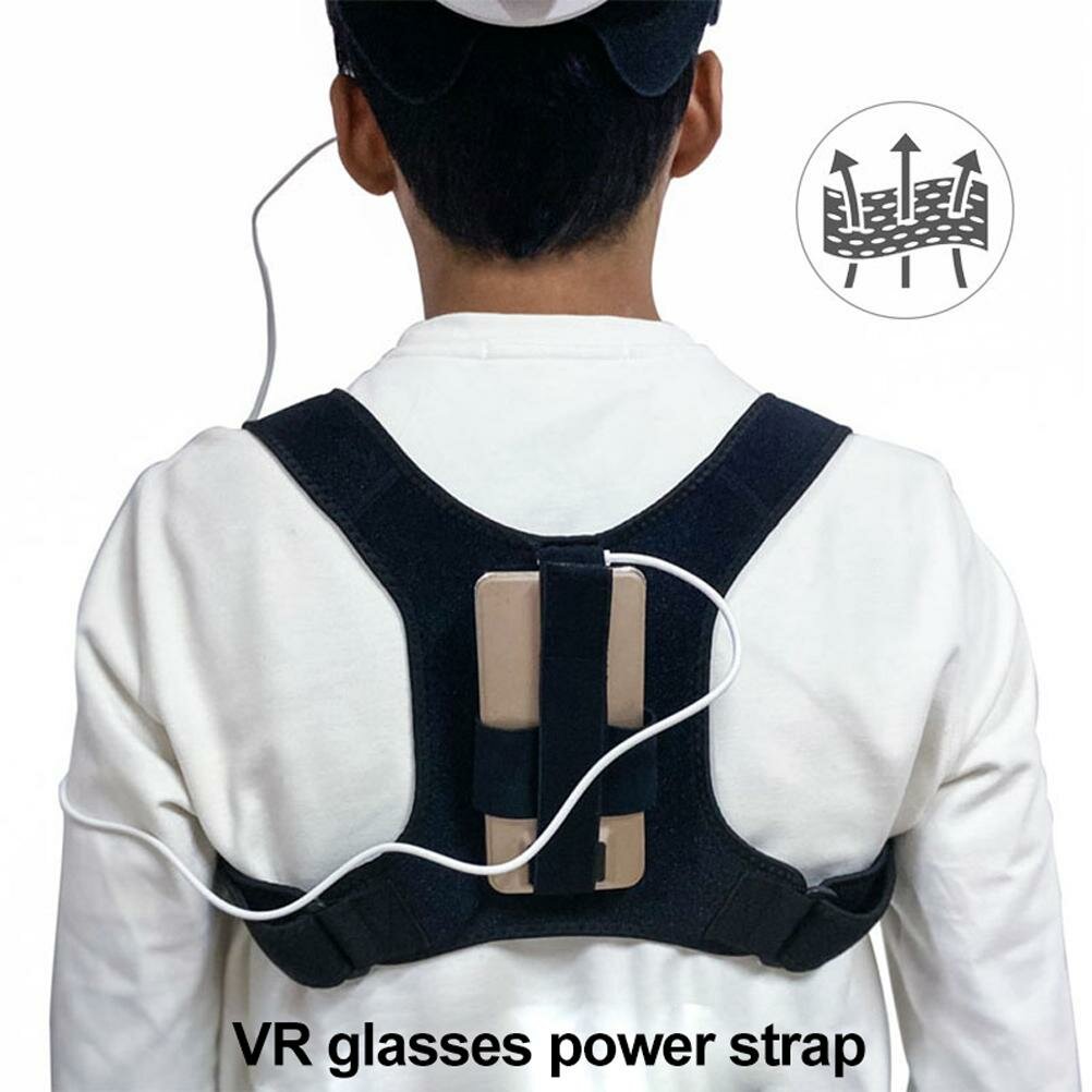 Back Strap Compatible for Oculus Quest 2 VR Adjustable Holder of Power Bank Lightweight Comfortable Breathable Posture Corrector