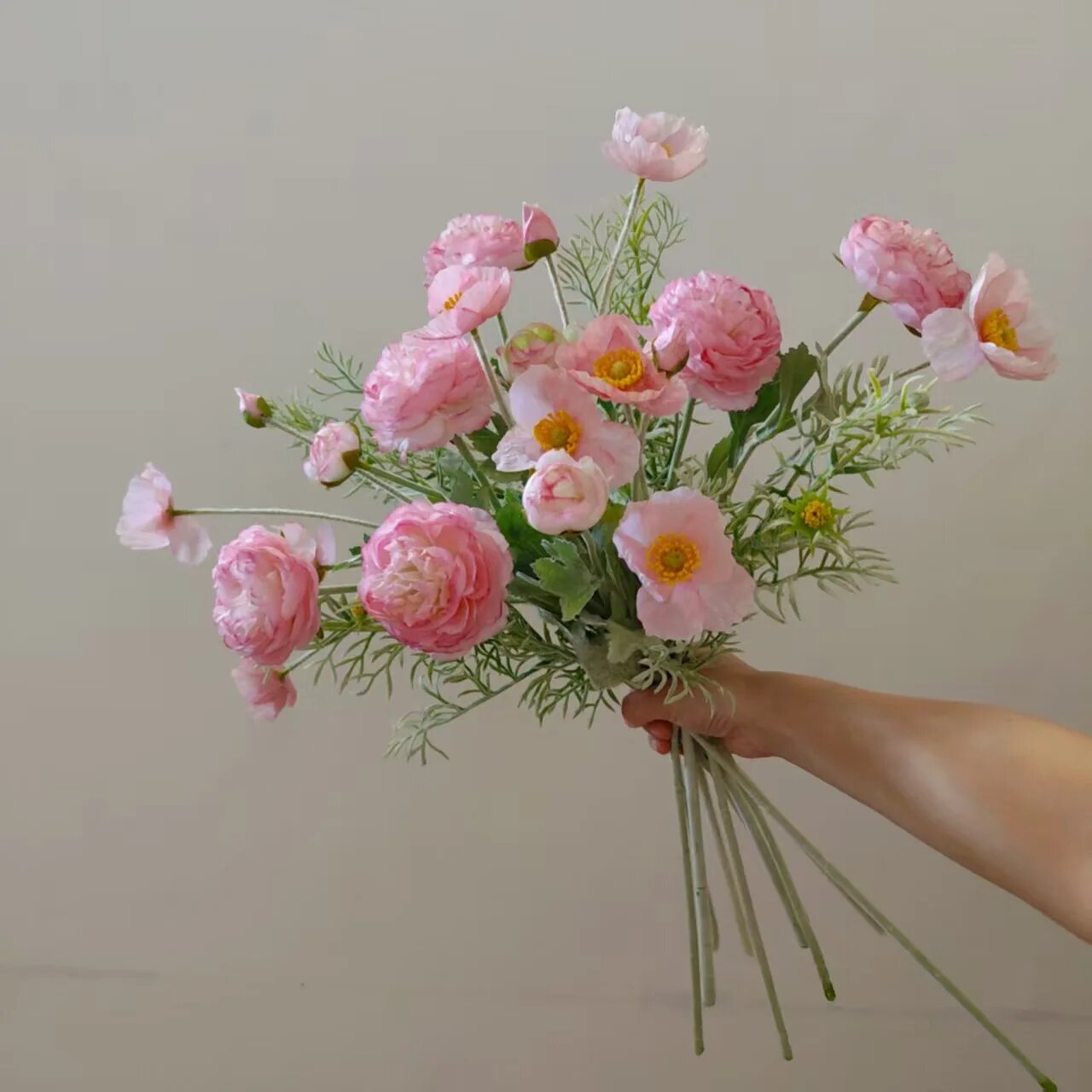 Искусственные цветы букет мак пион 10 шт Pink