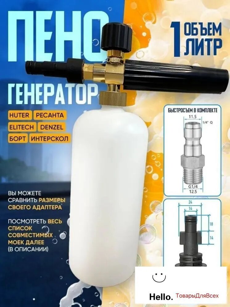 Эксклюзивная насадка Хутер Борт Интерскол для пенной мойки автомобиля