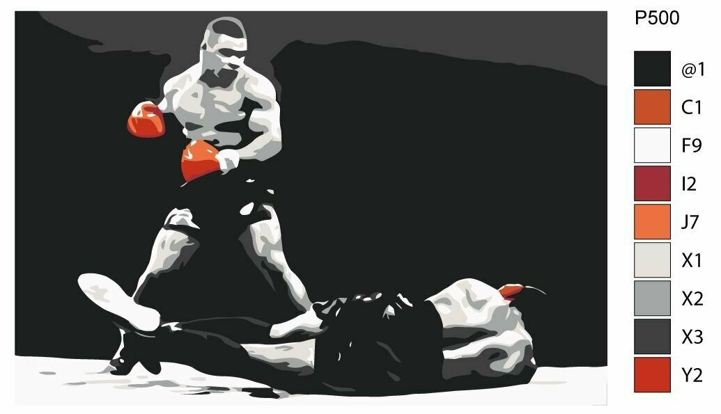 Детская картина по номерам P500 "Бокс. Боксеры на ринге" 30x20