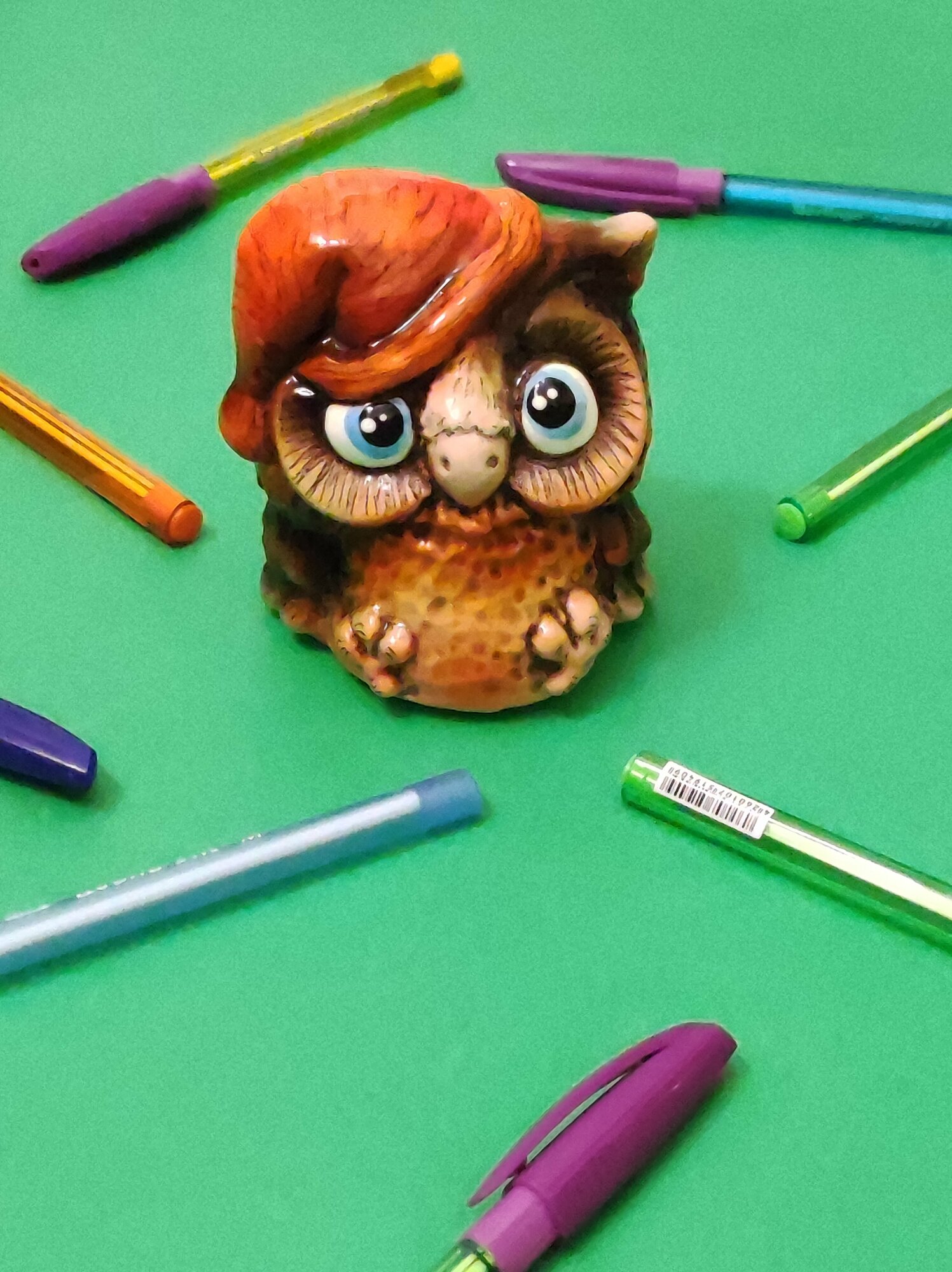 Статуэтка "Сова в колпаке " Керамика Ручная работа