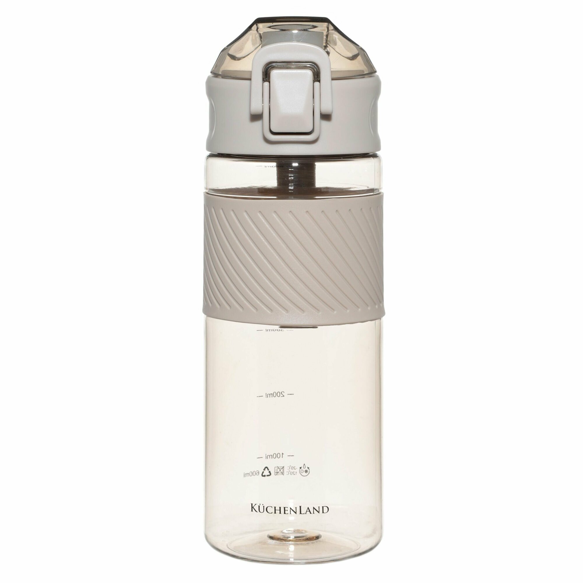 Бутылка для воды Kuchenland, 600 мл, пластик/силикон, бежевая, Sport