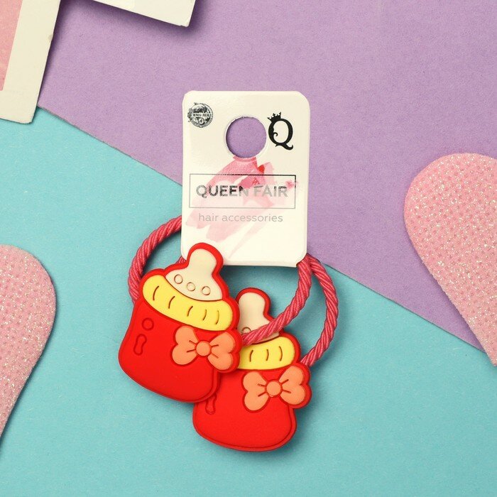 Резинки для волос QF «Крошка», набор 2 шт, бутылочка, 3 см