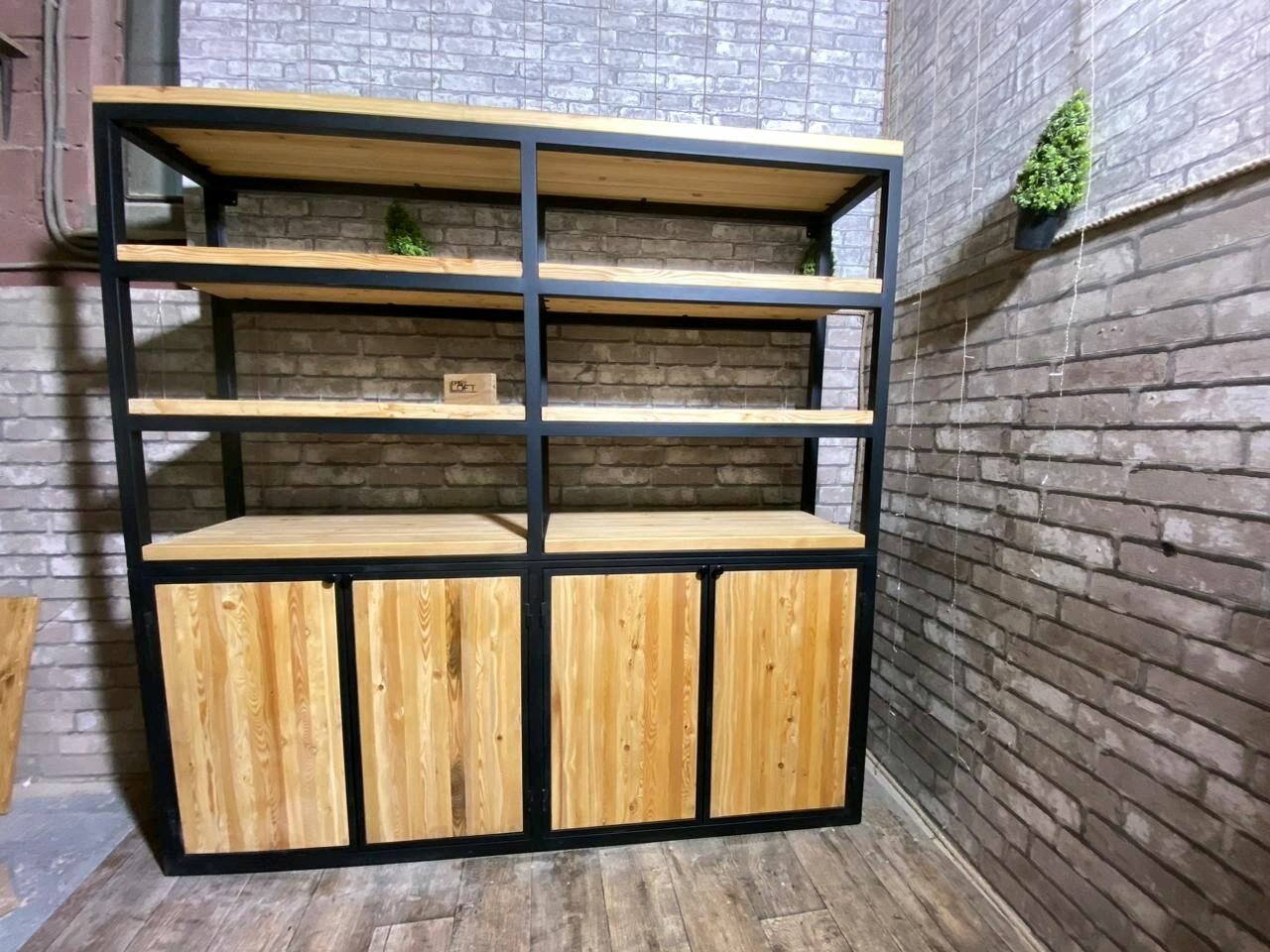 Стеллаж "EasyLOFT" в стиле лофт, разборный, массив лиственницы, 200х45х200 см.