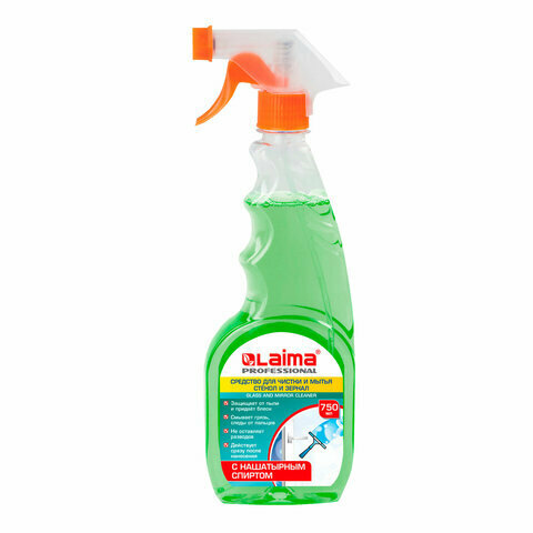 12 шт, Средство для мытья стекол и зеркал с нашатырным спиртом 750 мл, LAIMA PROFESSIONAL, распылитель, 604745