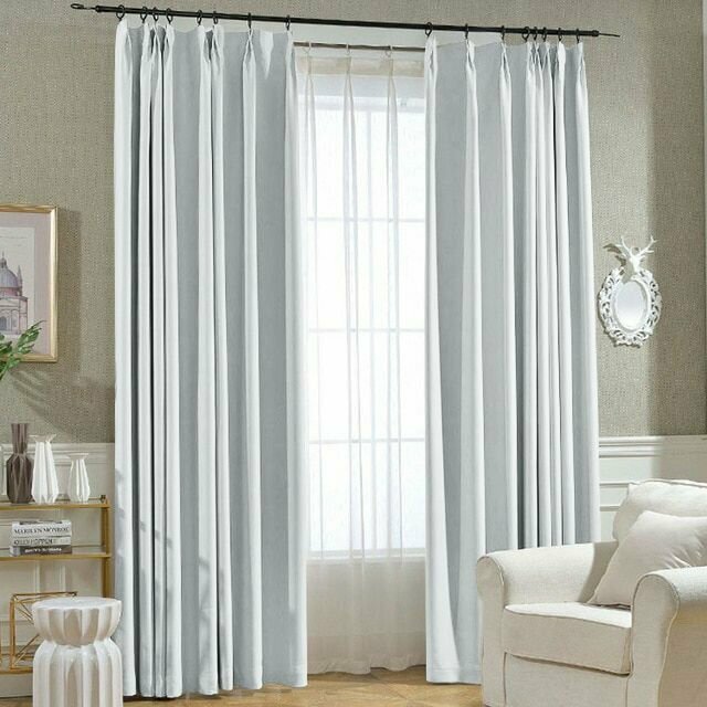 Шторы блэкаут на ленте под крючки ширина 135 см высота 240 см белый Цена за 2 шторы БК-ДЛ-ППР-1