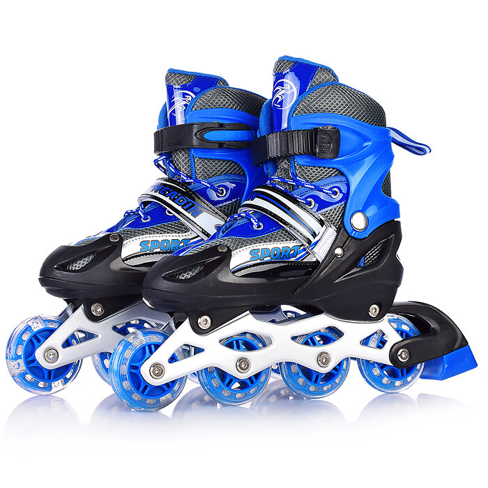 Детские ролики Oubaoloon размер S, синие, 3-6 лет, в сумке