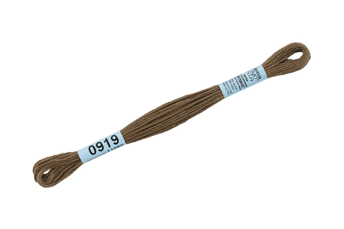 Мулине GAMMA нитки для вышивания 8м. 0919 темно-серый хаки, 1 штука.