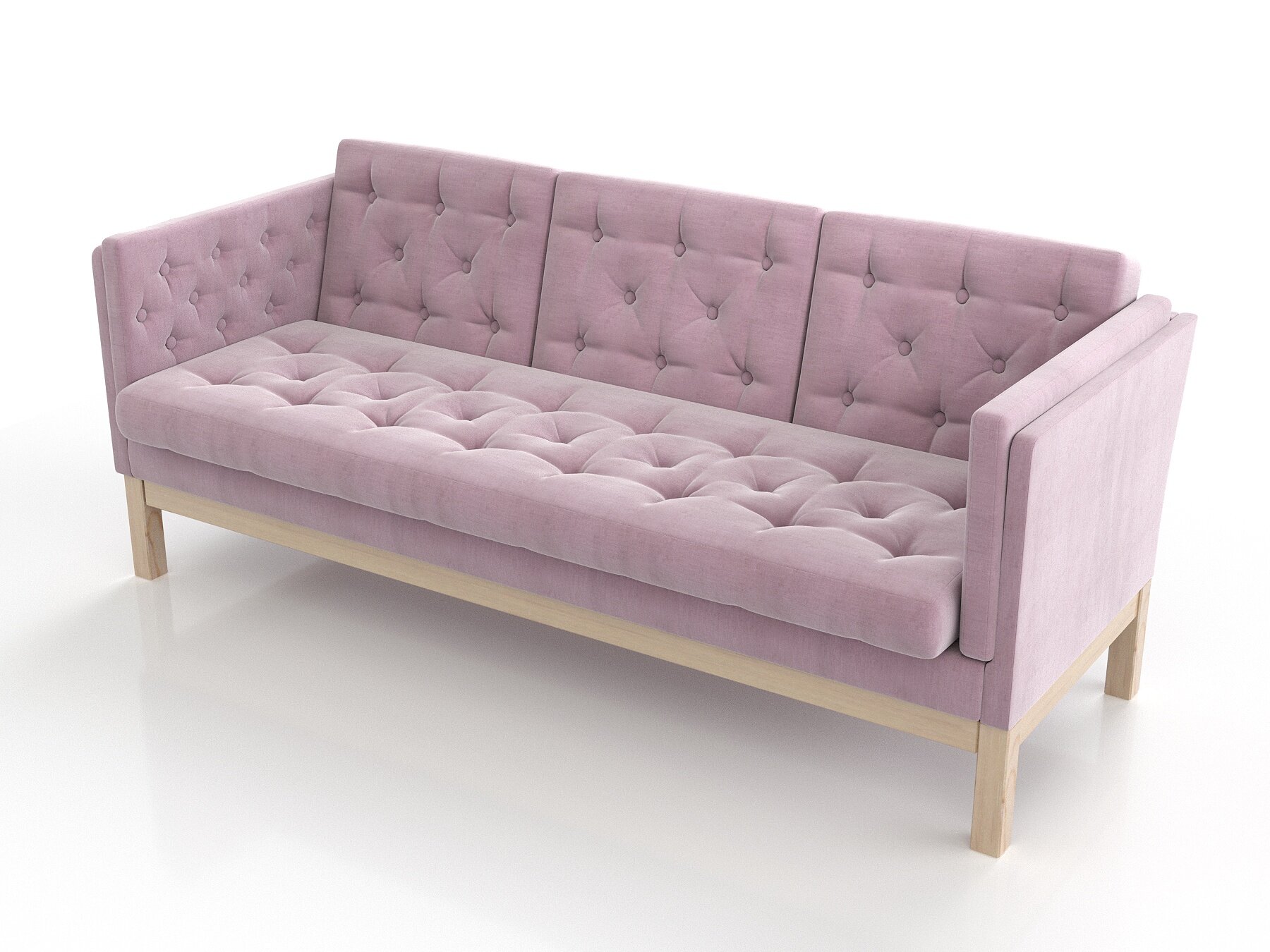 Прямой диван Arsko Айверс-Б розовый, велюр, офисный, в гостиную, на кухню, на ножках, скандинавский лофт