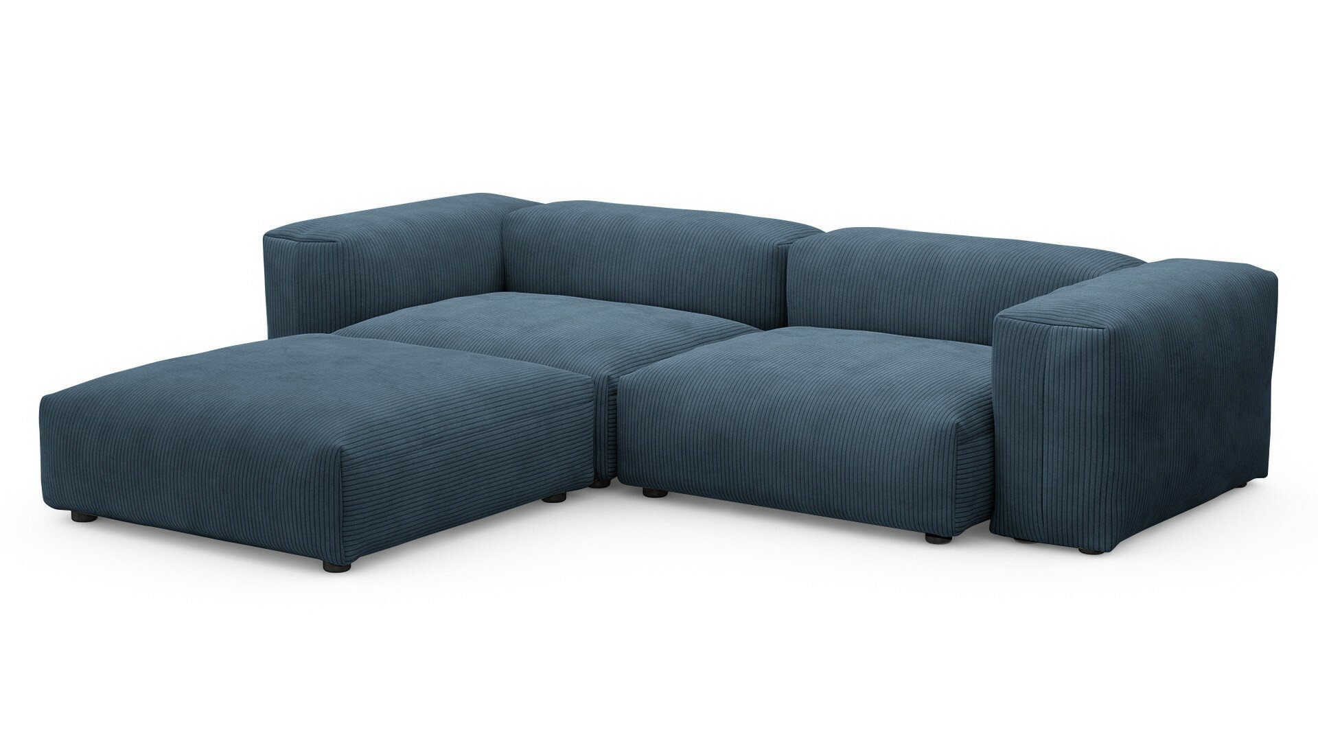 Диван с оттоманкой Фиджи Cilium Indigo NOW 273x221x62 см, синий Вельвет, нераскладной Фиеста