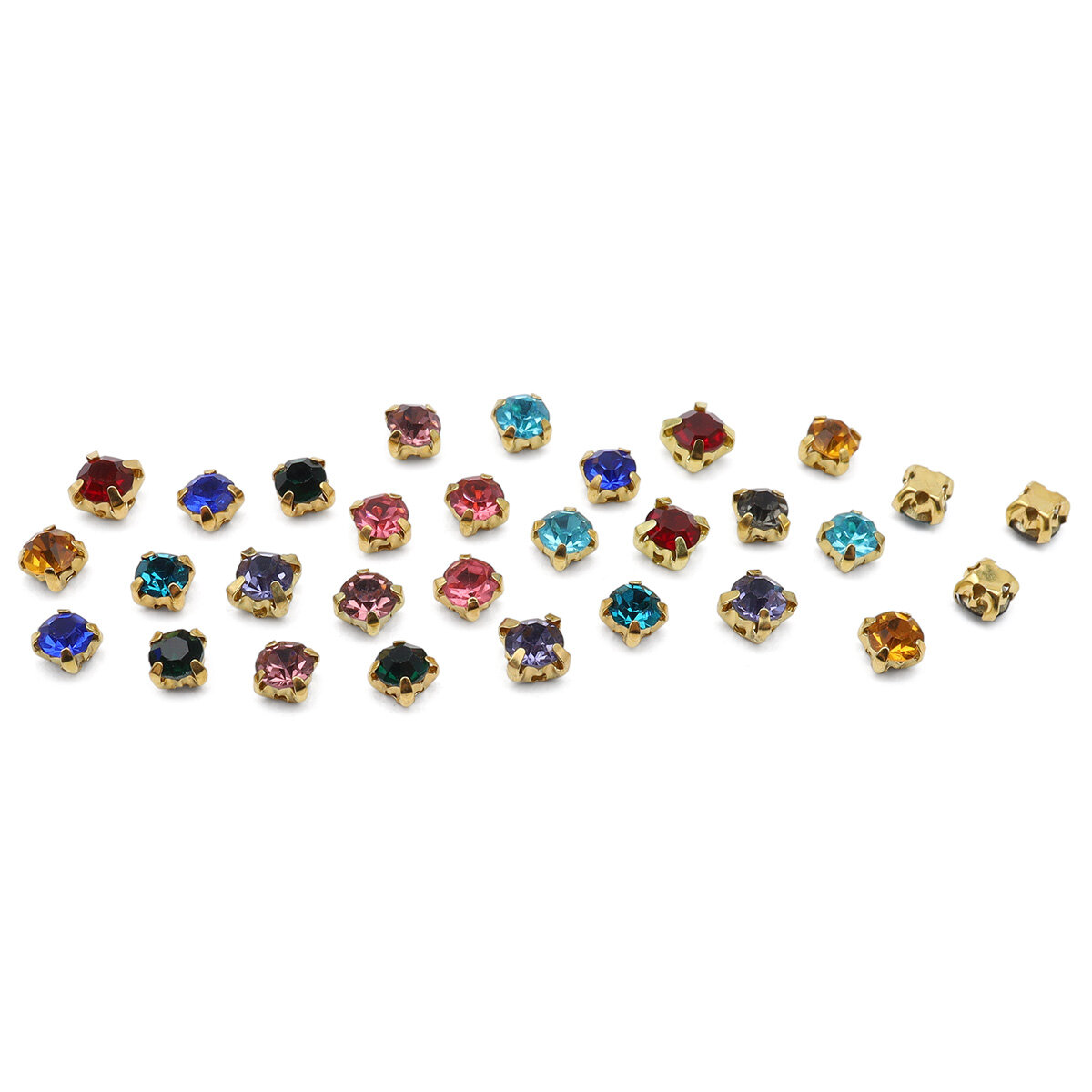 Хрустальные стразы в цапах круглые (золото), Astra&Craft, цвет микс, 4*4 мм, 29-30 шт