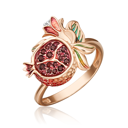 Кольцо, красное золото, 585 проба, гранат