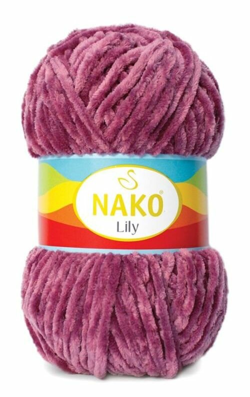 Пряжа NAKO Lily (Нако), тем. брусничный - 2970, 100% полиэстер, 5 мотков, 100 г, 180 м.