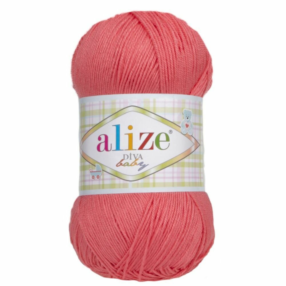 Пряжа DIVA BABY (Alize), коралл - 379, 100% микрофибра акрил, 1 моток, 100 г, 350 м.