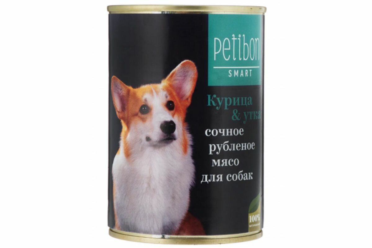Petibon Smart Консервы для собак, сочное рубленое мясо, с курицей и уткой, 240 г