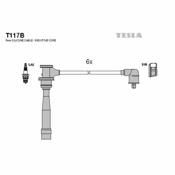 Комплект высоковольтных проводов для автомобиля, TESLA T117B (1 шт.)