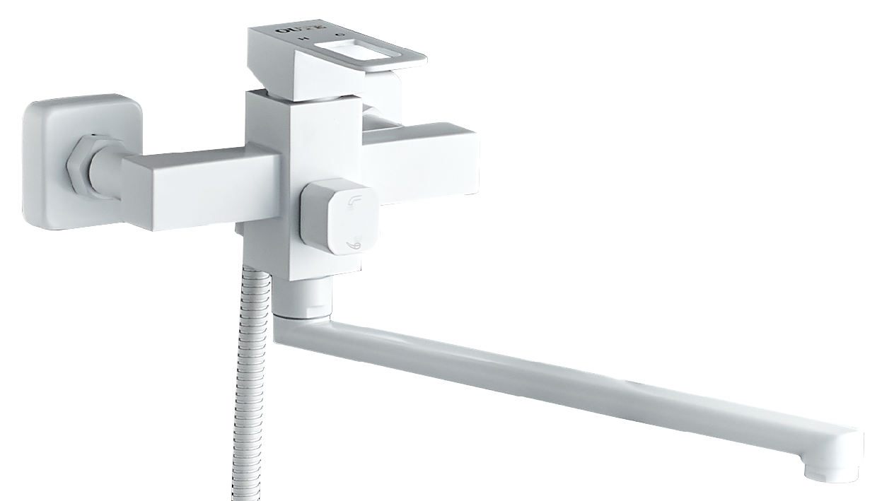 Смеситель для ванны с длинным изливом (35 см)из нержавеющей стали цвет белый OUTE