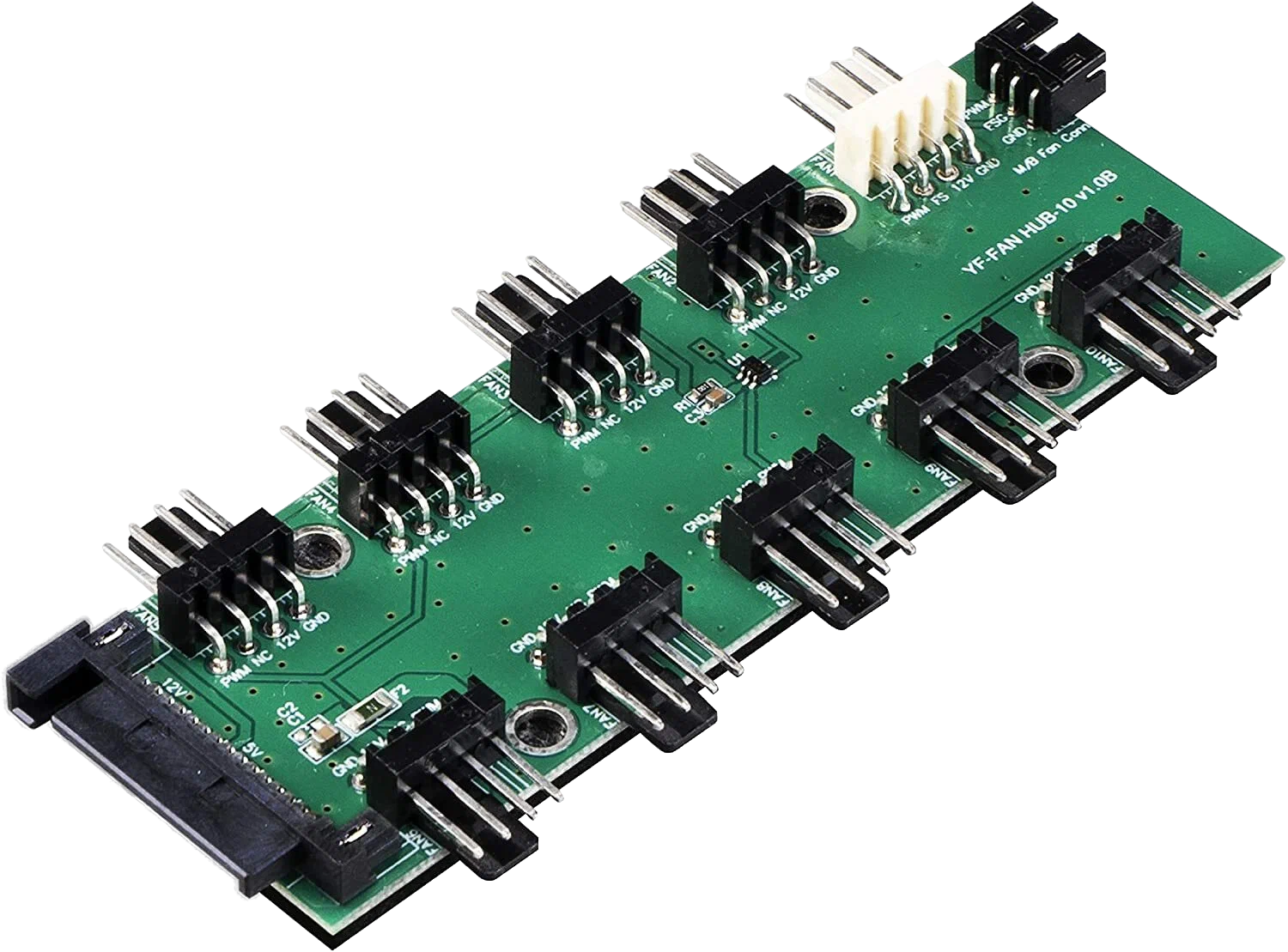 Хаб вентиляторов Akasa FLEXA AK-CBFA09-50BK, для 10 устройств, 4pin PWM, черный