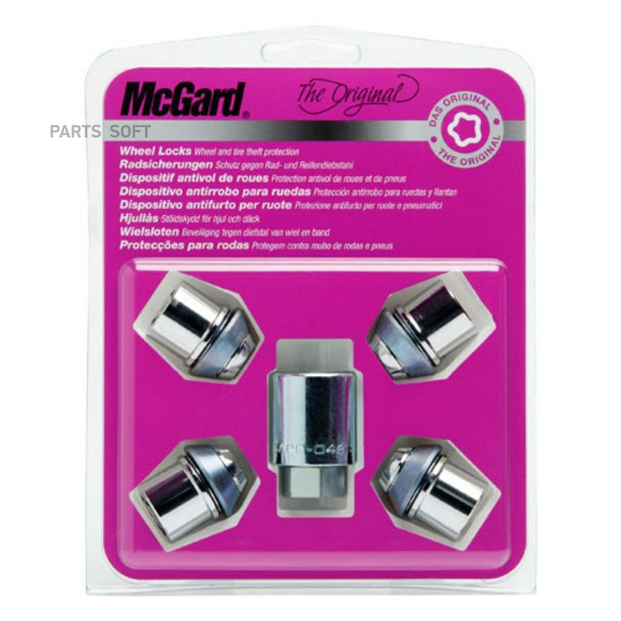 Гайка колесная секретная (кт.) М12*1,5 H=32.5 Большой конус Ключ 19мм McGard