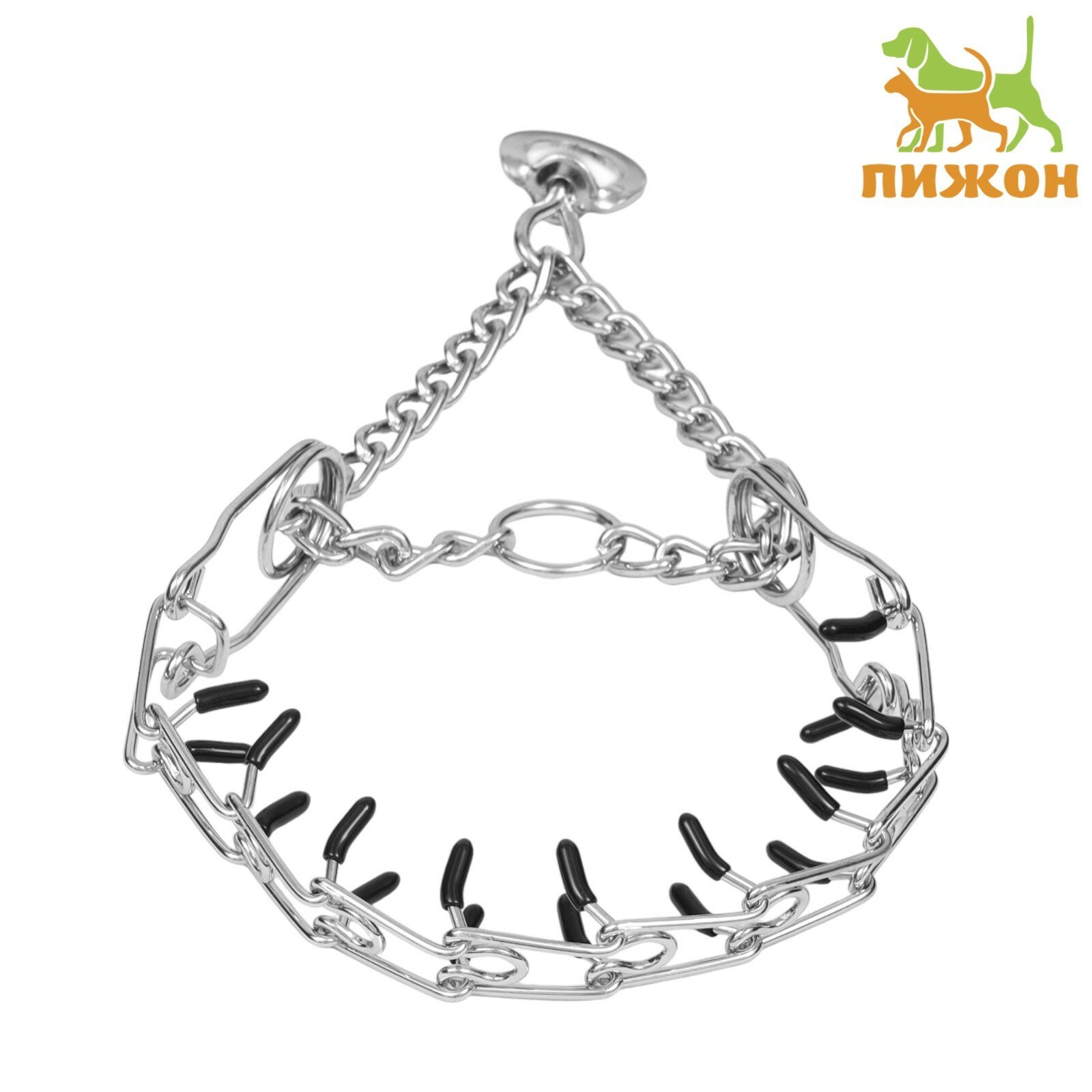 Ошейник - полуудавка строгий, 45 см × 2.5 м, с защитными колпачками