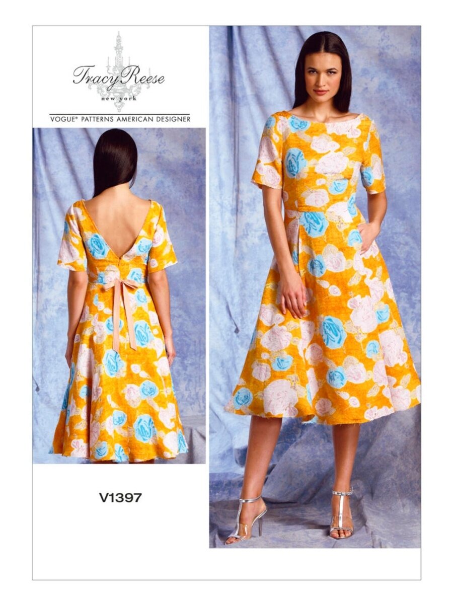 Выкройка VOGUE №1397 Платье с расклешенной юбкой