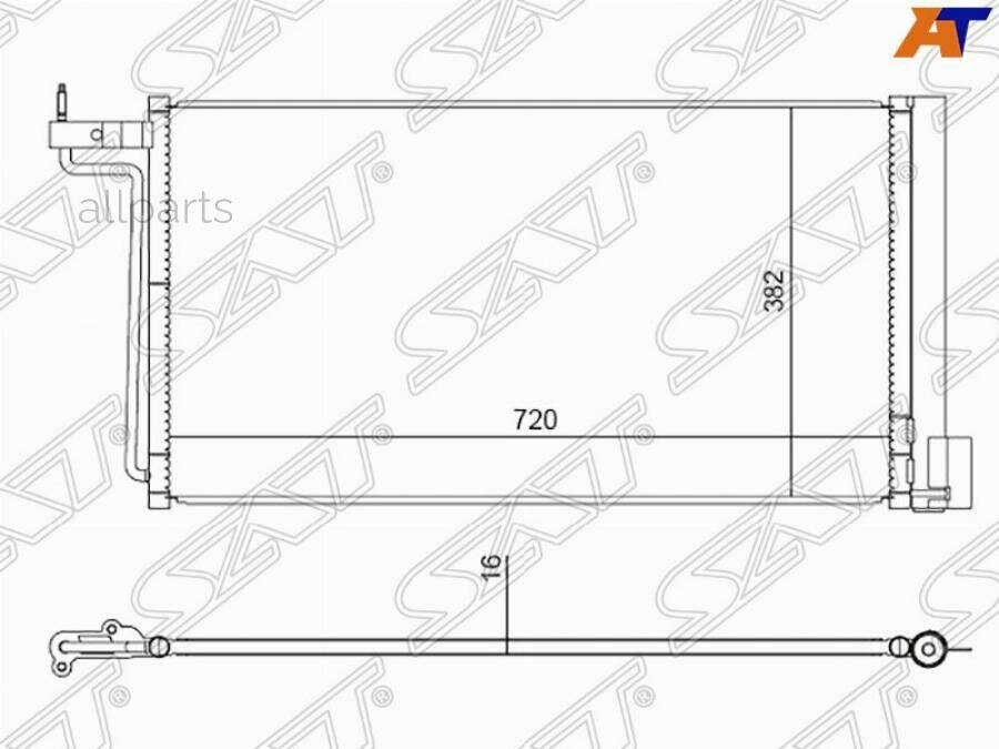 SAT ST-FD11-394-0 Радиатор кондиционера Ford Focus 10-19 / C-MAX 10-19 / Grand C-MAX 10-12