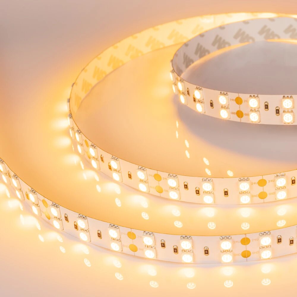 Лента RT 2-5000 24V Yellow 2x2 (5060, 600 LED, LUX) (Arlight, 28.8 Вт/м, IP20) 011263