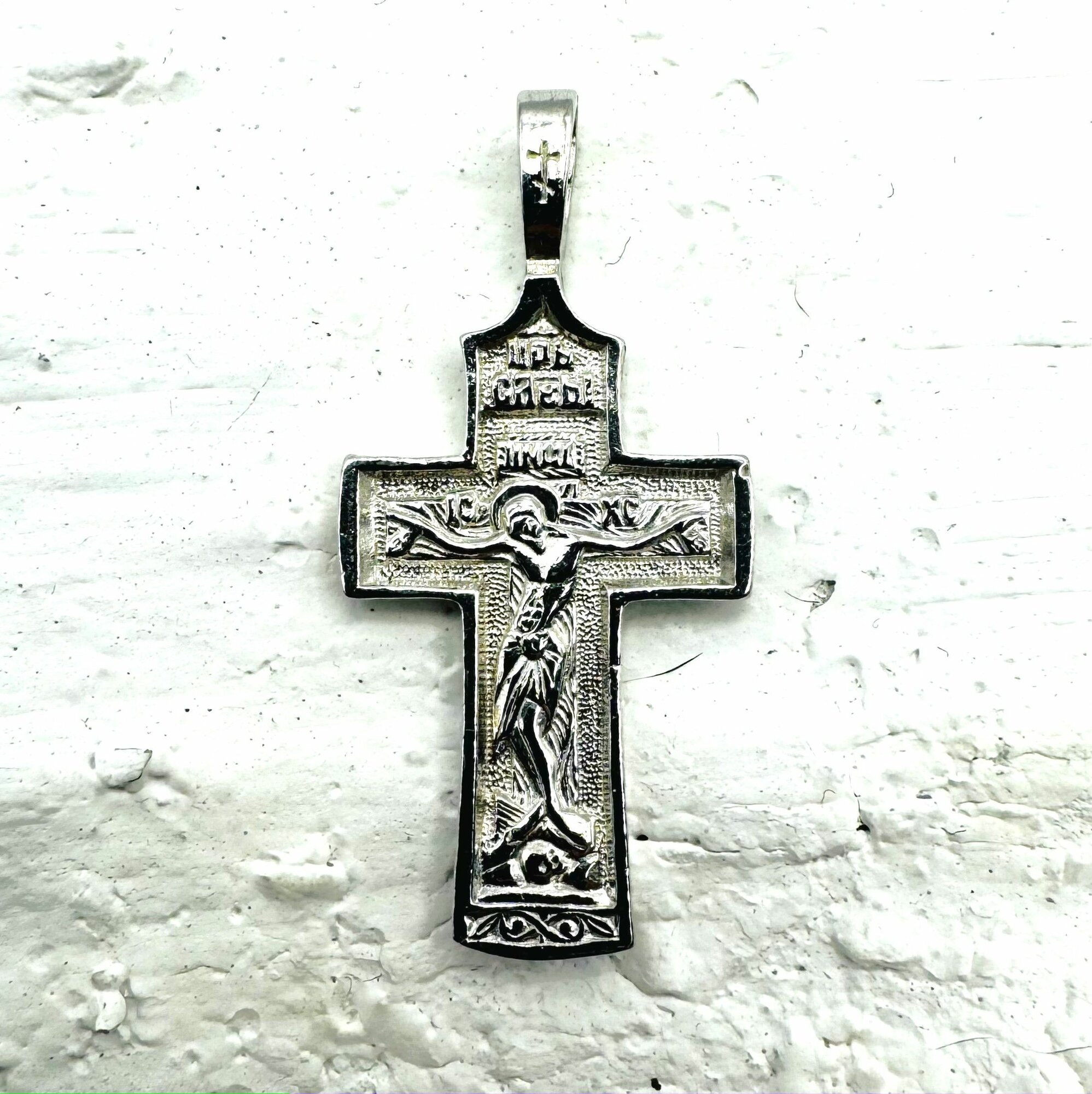 Крестик, серебро, 925 проба, родирование