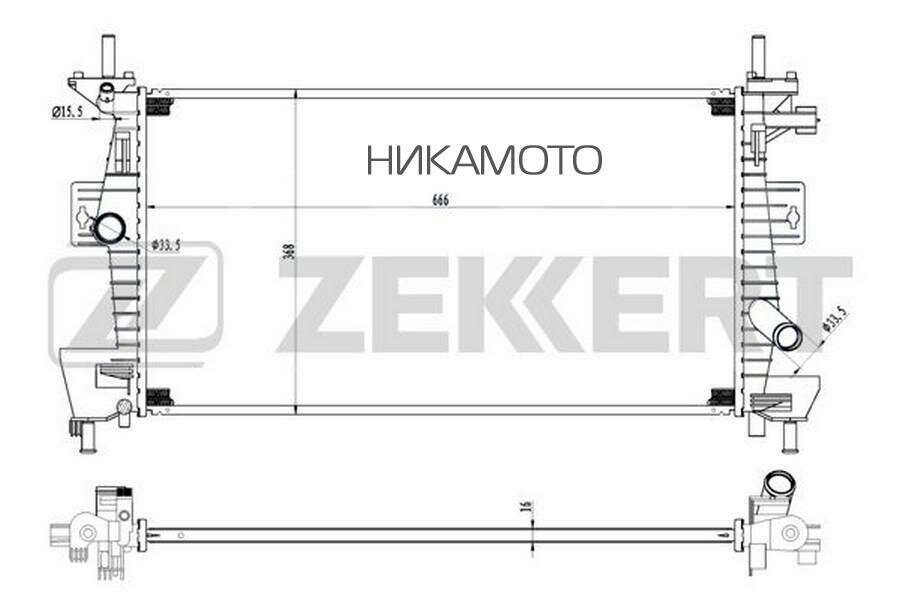Радиатор охлаждения двигателя Ford C-Max II 10- Focus III 10- Zekkert арт. mk-1539