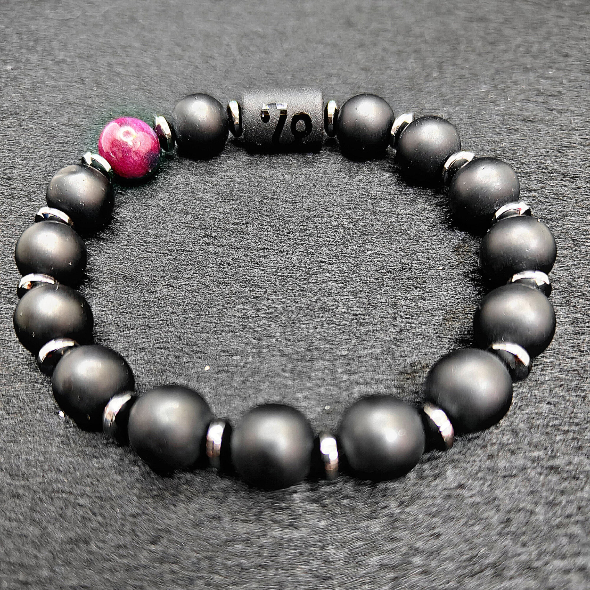 Браслет, гематит, шунгит, оникс