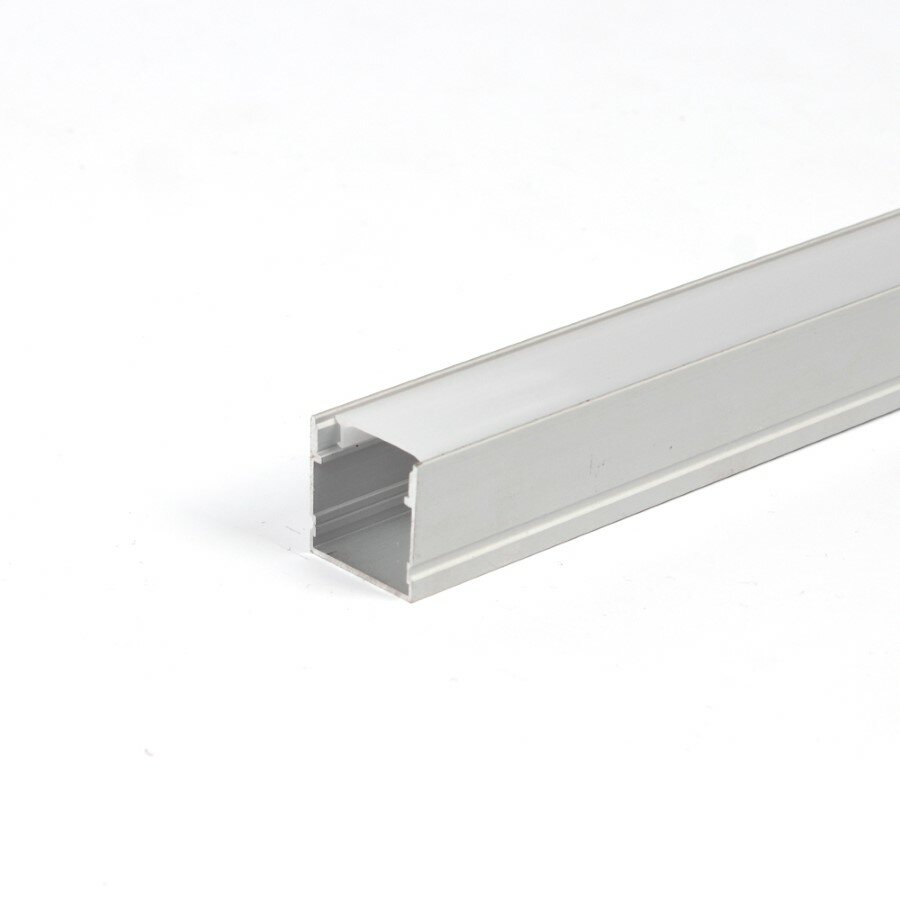 LP-773 20x20x2000(anod) с матовым экраном, Профиль алюминиевый накладной, 2000x20x20мм, Алюминиевый анодированный профил