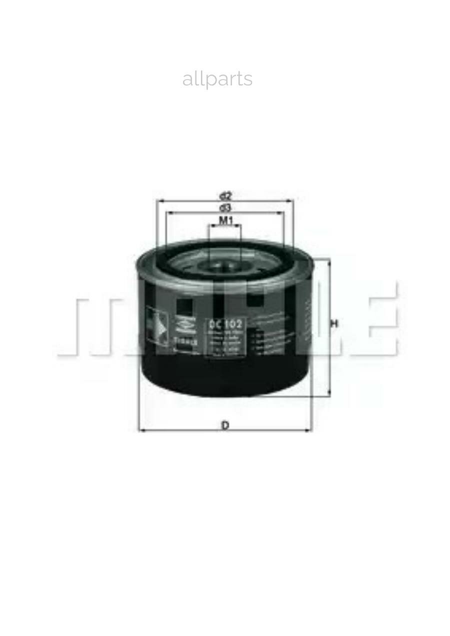 MAHLE OC102 Фильтр масл. OPEL 2.6-3.0L 24V OMEGA A =>3.94/SENATOR 09001
