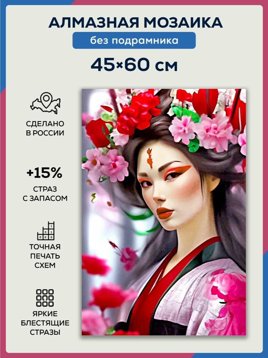 Алмазная мозаика 45x60 Яркая девушка без подрамника