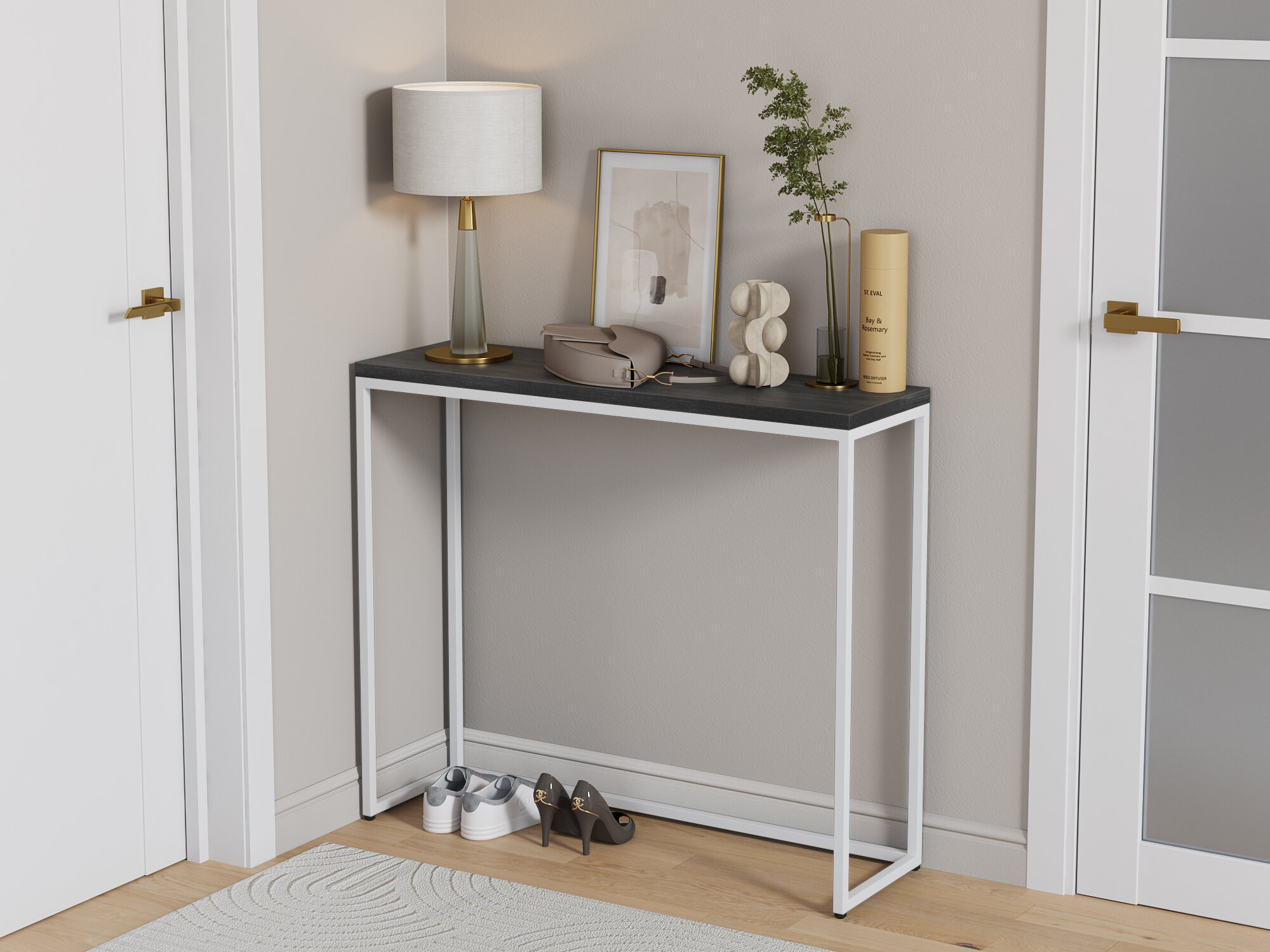 Консоль Айсберг Лофт Белый/северное дерево темное