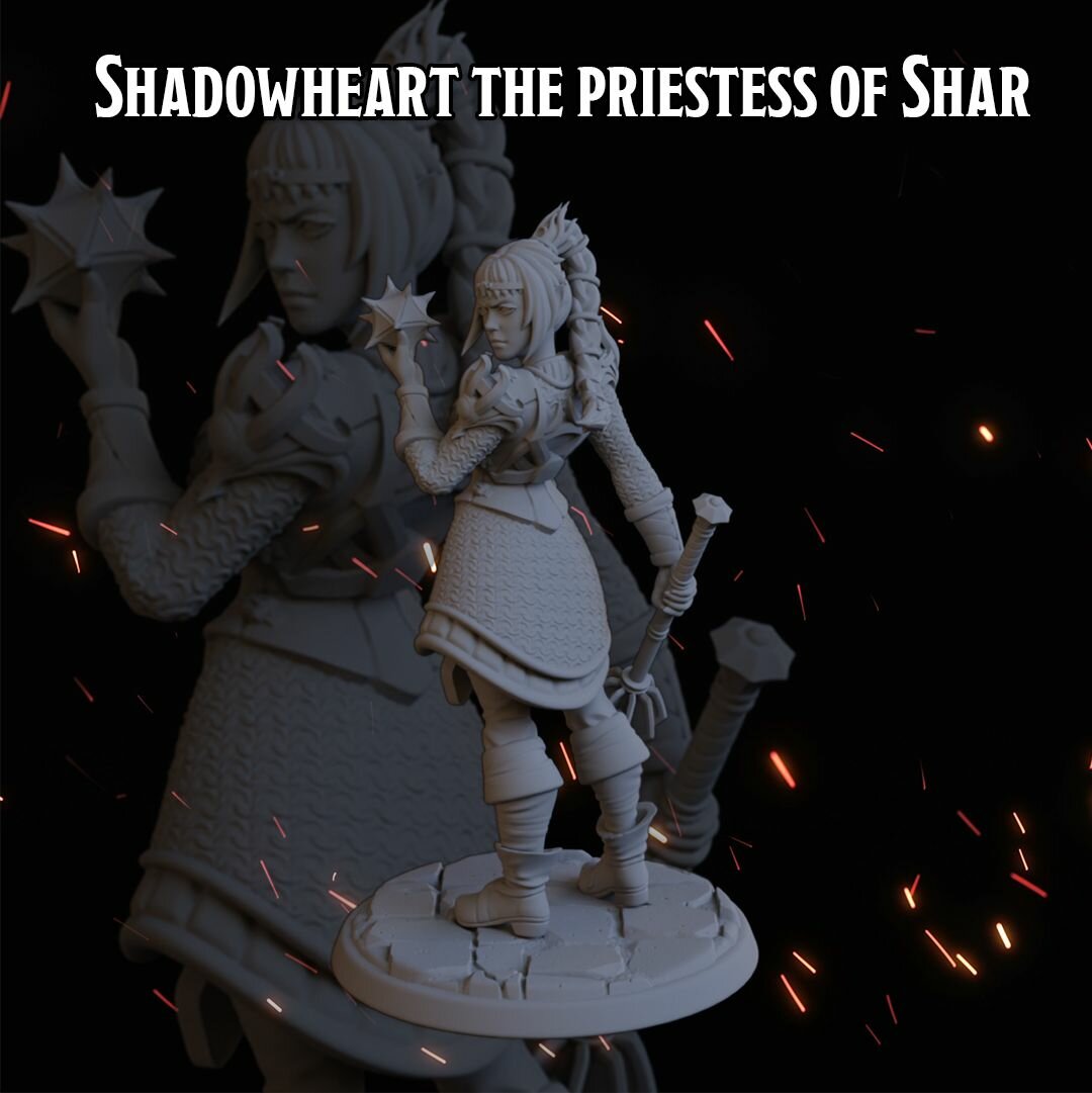 Миниатюра для днд полуэльф жрец Шэдоухарт (half elf cleric Shadowheart)