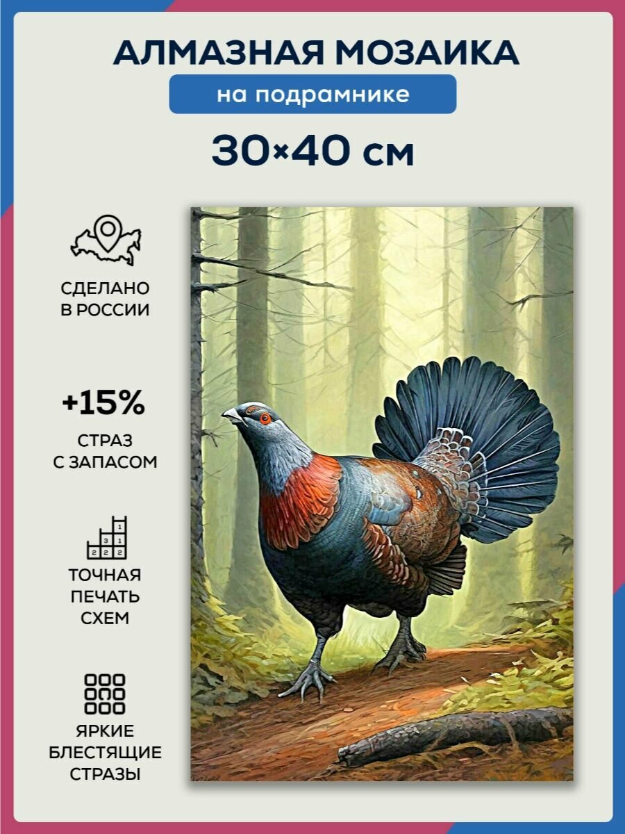 Алмазная мозаика 30x40 Глухарь на подрамнике