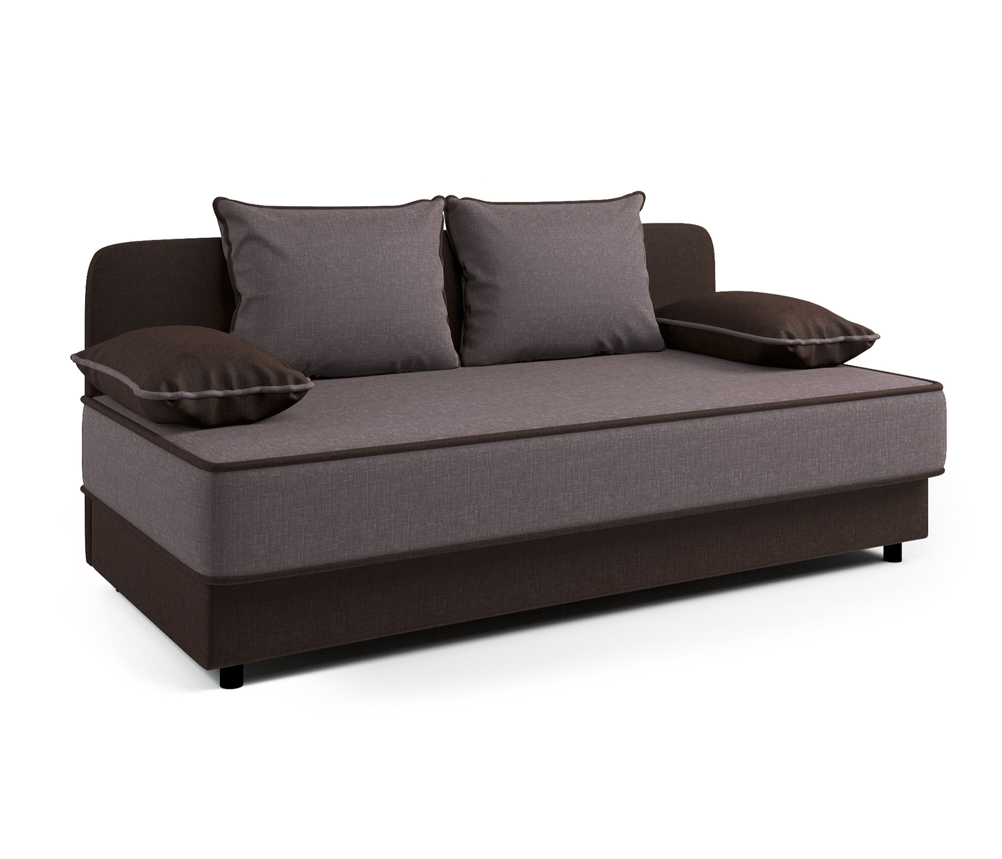 Диван кушетка Прима рогожка шоколад и латте