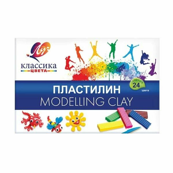 Пластилин 24цв 480г "Классика" стек карт упак