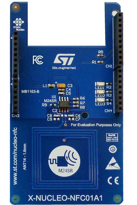 X-NUCLEO-NFC01A1, Плата расширения, STMicroelectronics, на основе микросхемы динамической NFC/RFID метки серии M24SR.